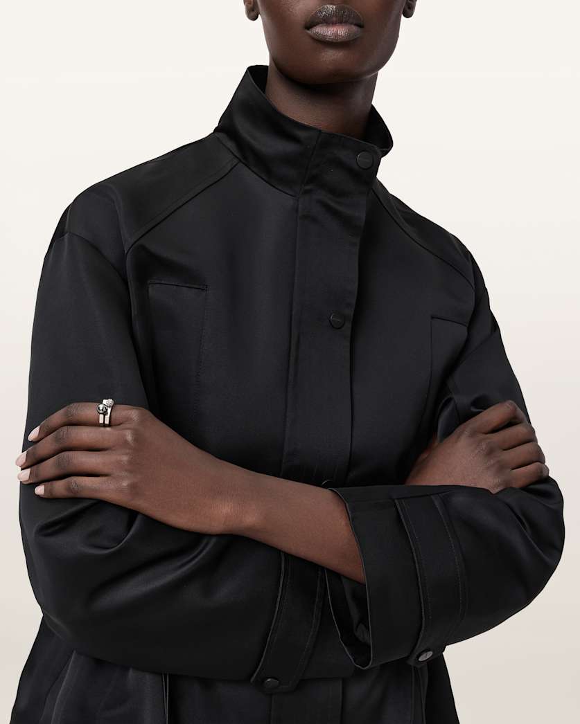 Ellie Hex Ring Set WARM SILVER | ALLSAINTS